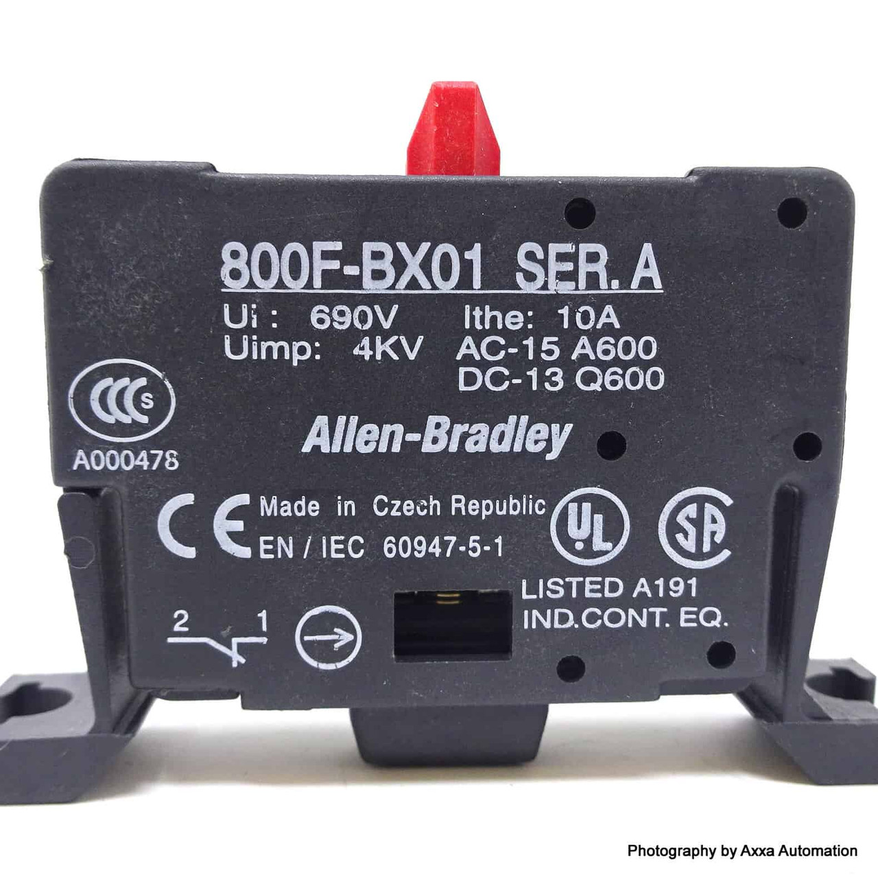 Auxiliary Contact Block 800F-BX01 Allen-Bradley 1NC 800FBX01 *New ...