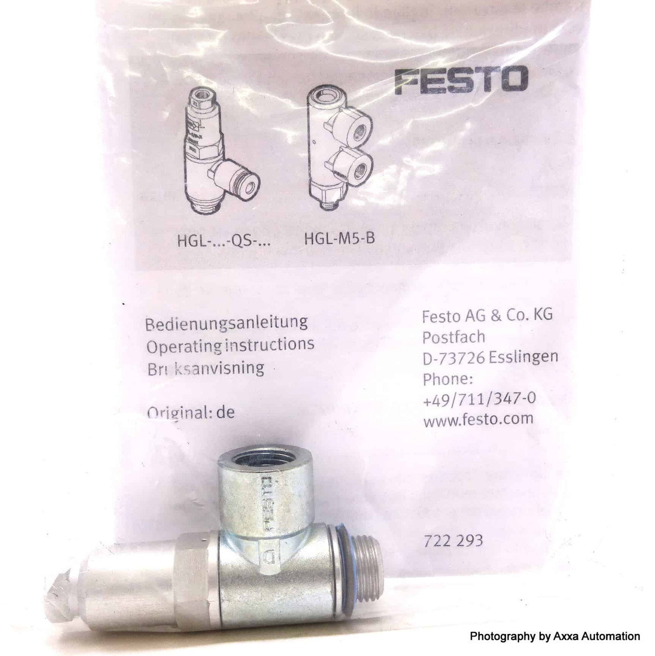 Check Valve HGL-1/8-B Festo 0.5-10bar 530030 - Axxa - Motor Control ...