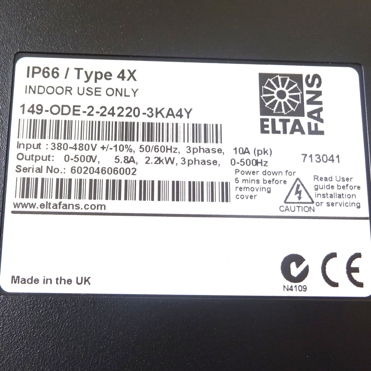 Variable Speed Drive 149-ODE-2-24220-3KA4Y Elta Fans 4X 3ph 2.2kW IP66 ...