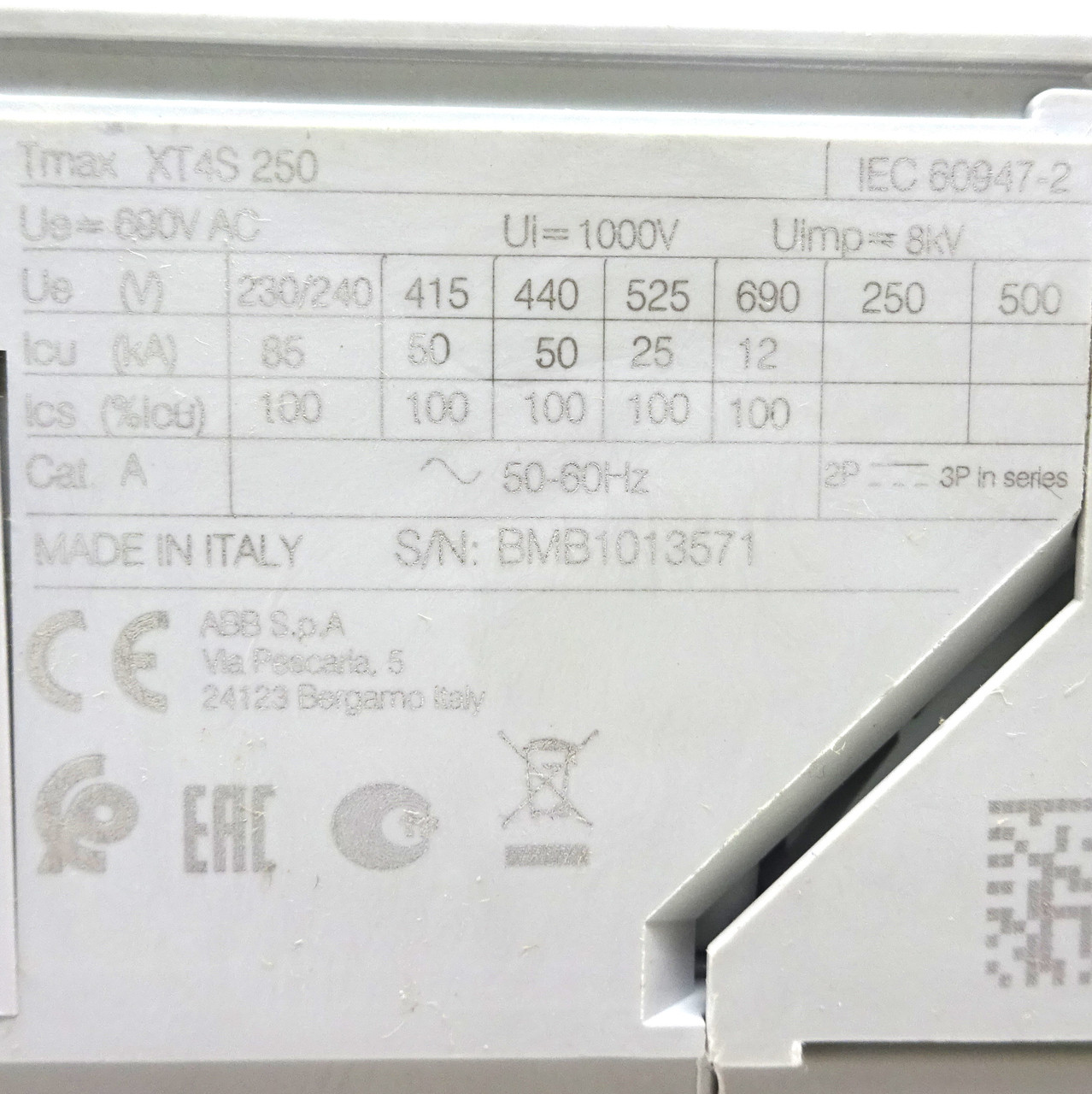 MCCB 1SDA068505R1 ABB XT4S 250A - Axxa - Motor Control & Automation