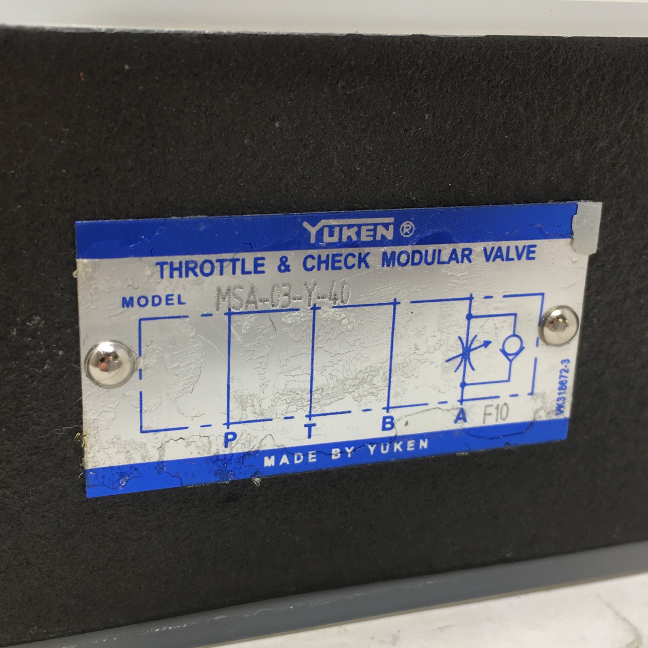 Throttle & Check Valve MSA-03-Y-40 Yuken MSA03Y40 - Axxa - Motor ...