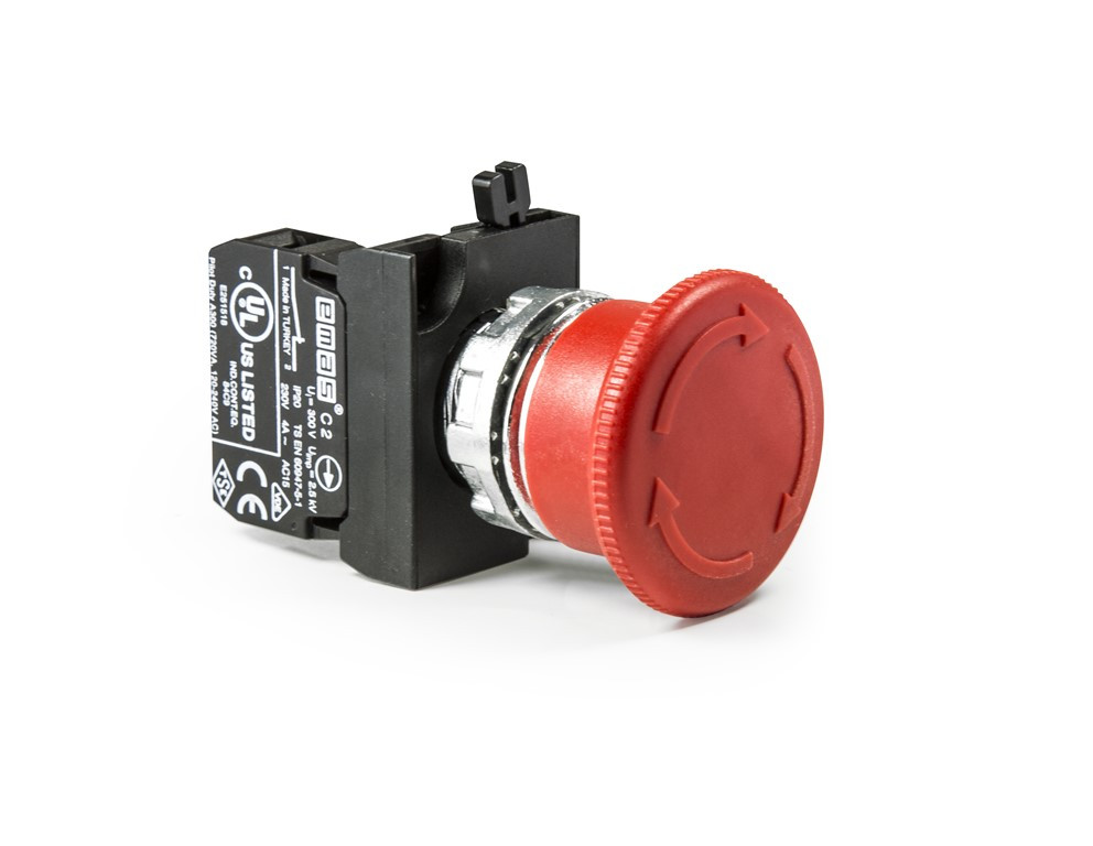 Emergency Push Button 1NC 40mm Turn To Release With Nut CM200E EMAS ...
