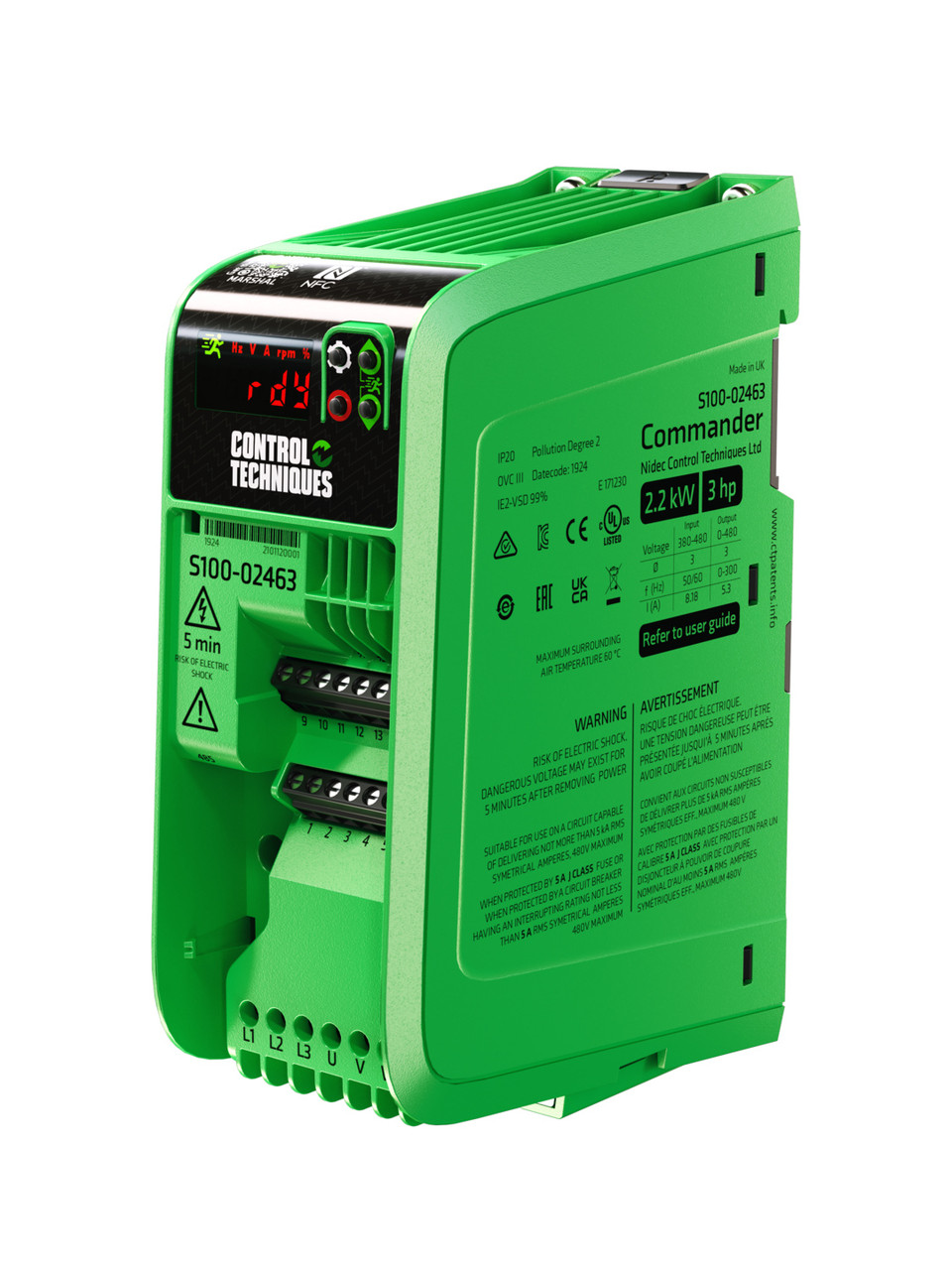 Commander Drive S100-02S61-0A0000 Nidec - Control Techniques 1ph-3ph 1 ...