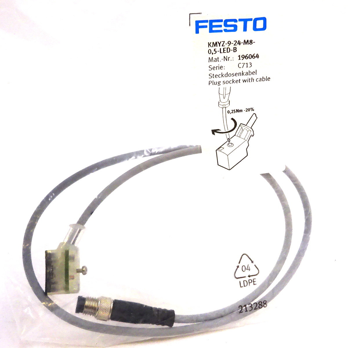 Plug Connector KMYZ-9-24-M8-0.5-LED-B Festo 196064 - Axxa - Motor ...