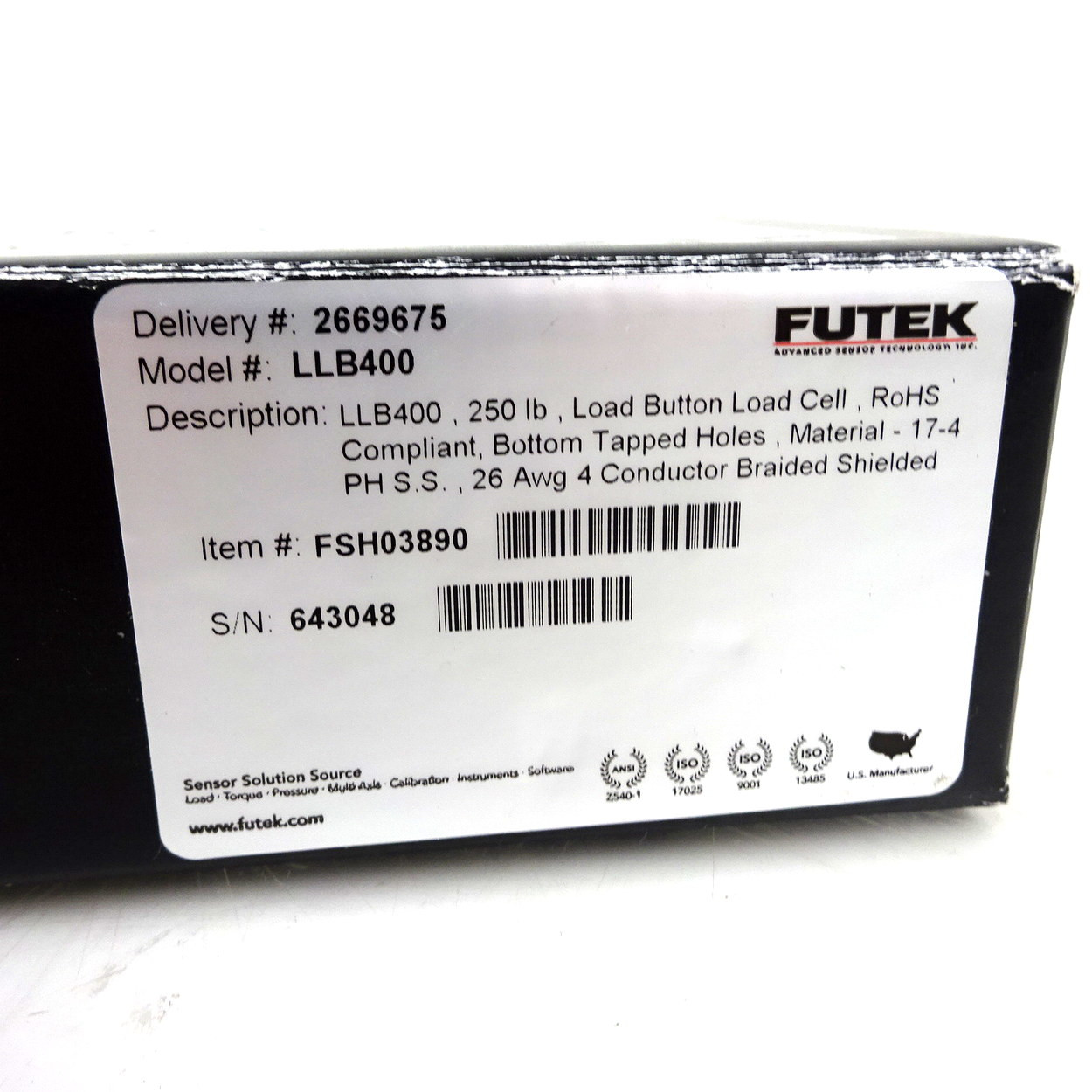 Load Button Load Cell FSH03890 Futek with Bottom Tapped Holes LLB400 ...