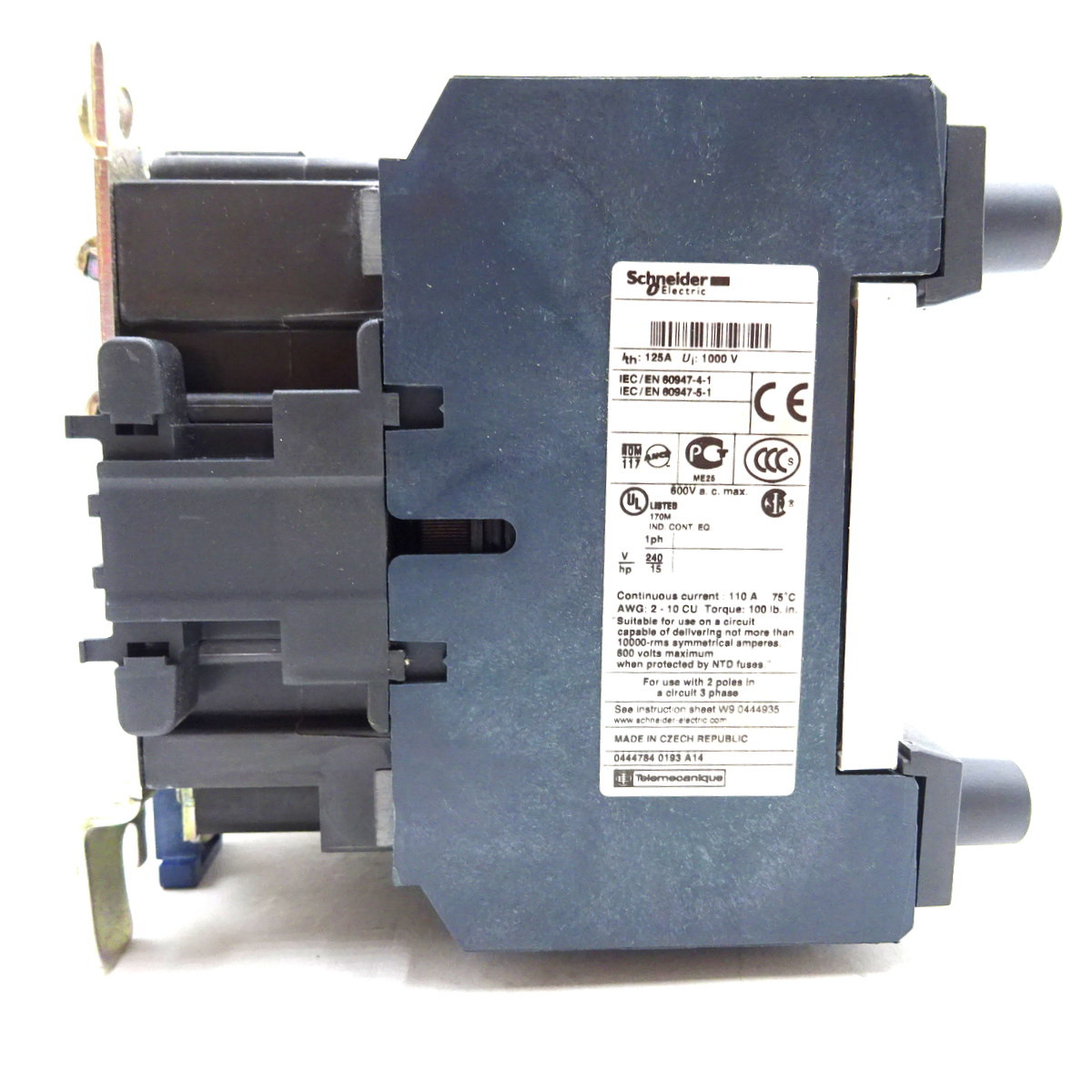 Contactor LC1D80008F7 Schneider 4P (2NO 2NC) 110VAC 125A - Axxa - Motor ...
