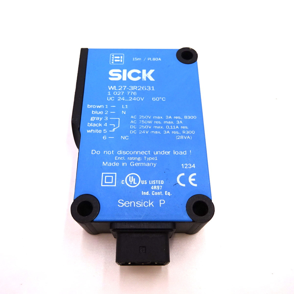 Photoelectric Sensor WL27-3R2631 Sick 15M Range Q6 Connector 1027776 ...