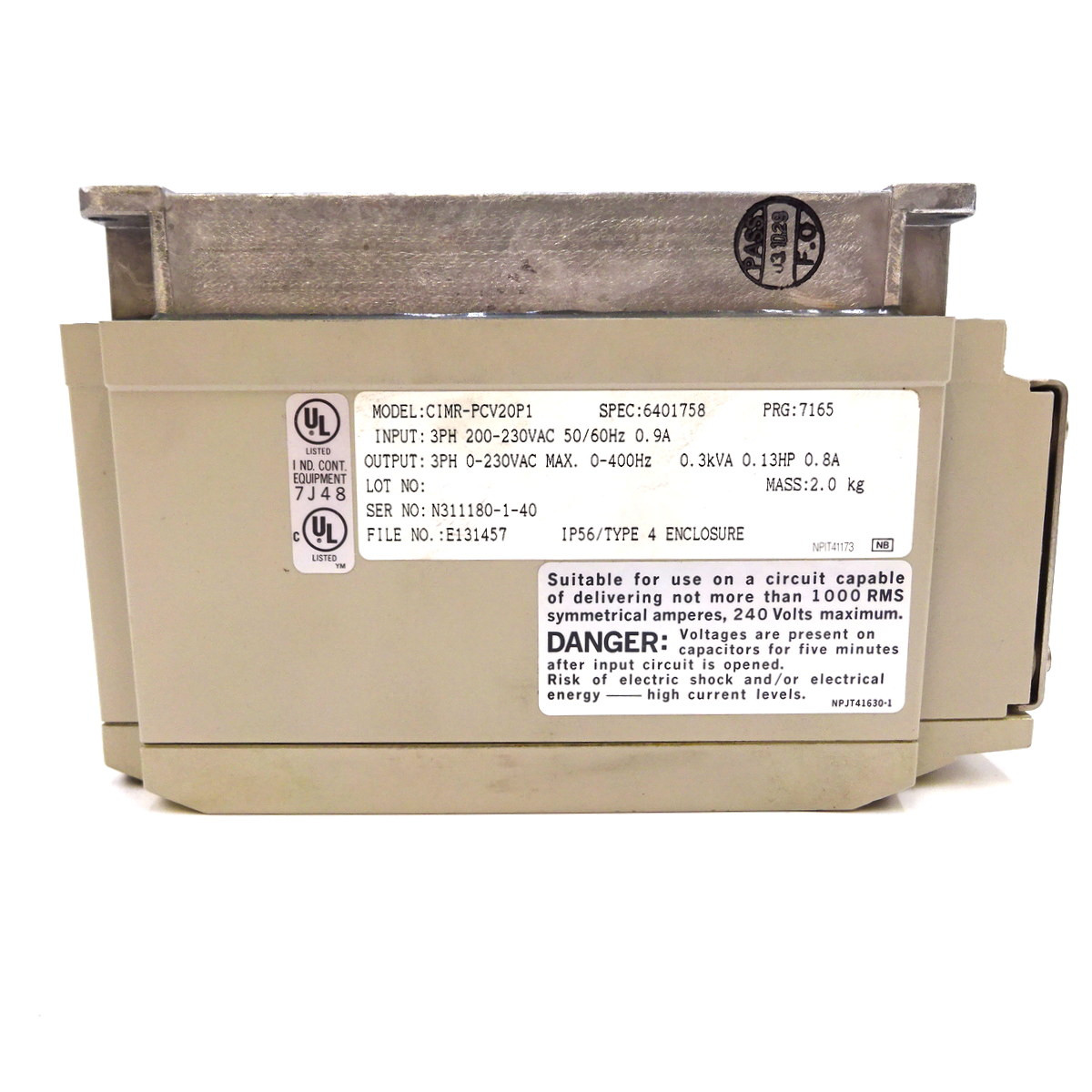 Varispeed Drive 606PC3 Yaskawa 0.1kW 200-230VAC 50/60Hz 0.9A 3PH IP56 ...