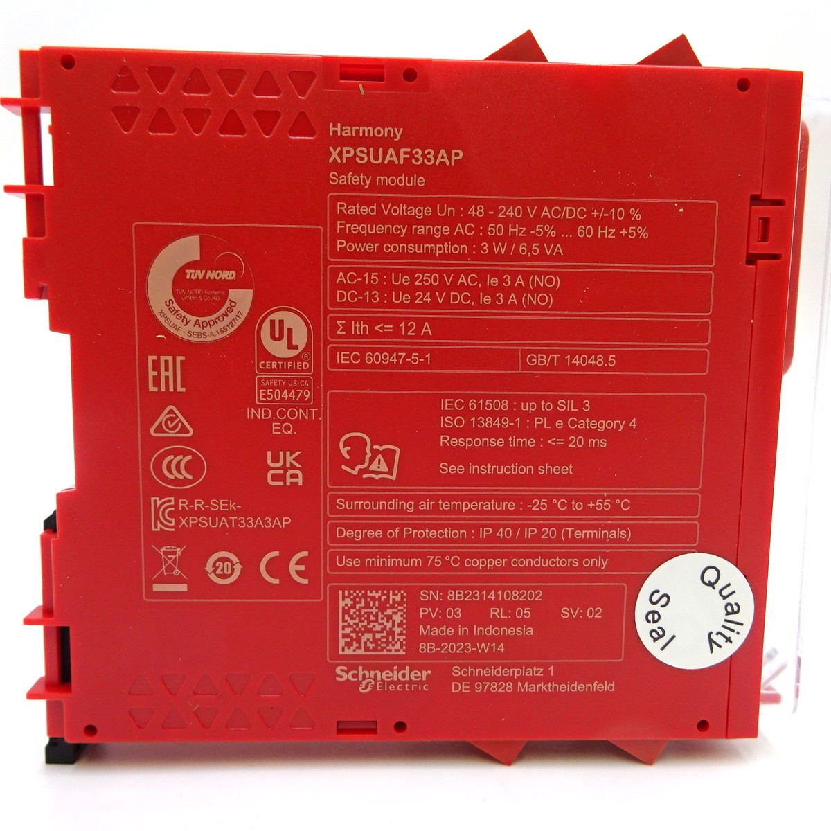 Safety Relay XPSUAF33AP Schneider 48-240vac/dc NC/NC, NO/NC PNP/PNP ...