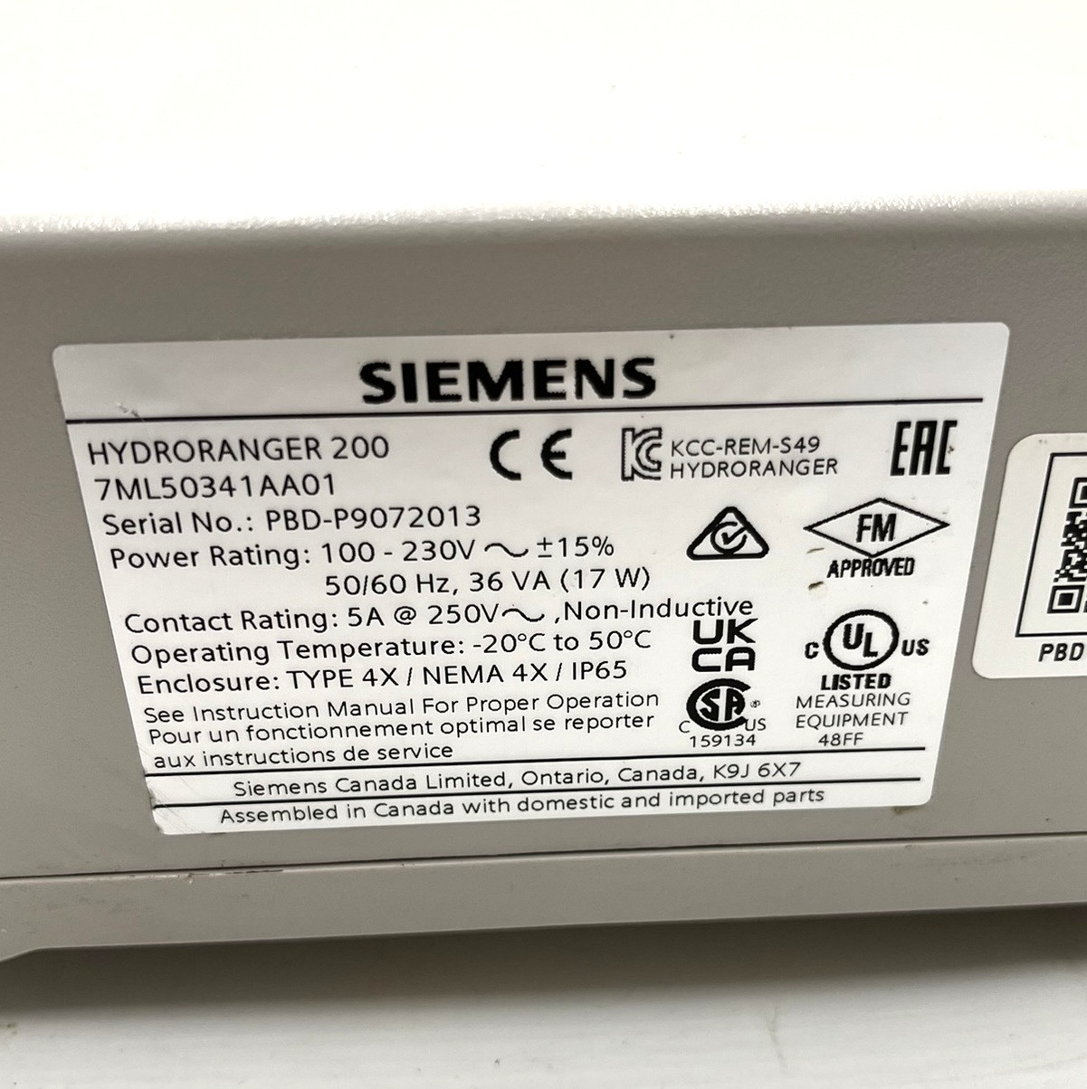 Ultrasonic Level Controller 7ML5034-1AA01 Siemens HydroRanger 200 ...