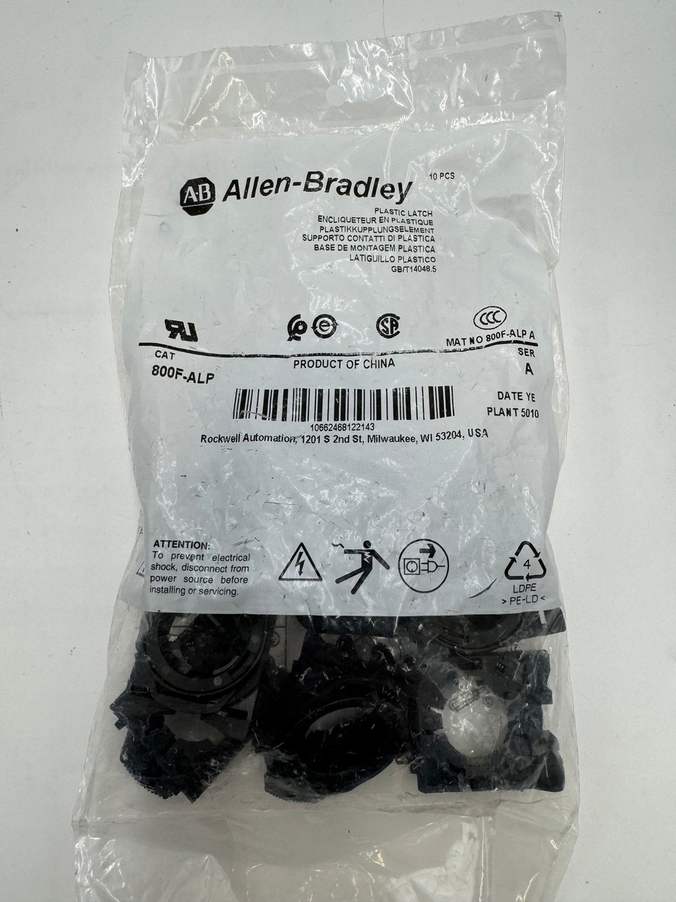 Latch 800F-ALP Allen Bradley Plastic PACK OF 10 800FALP