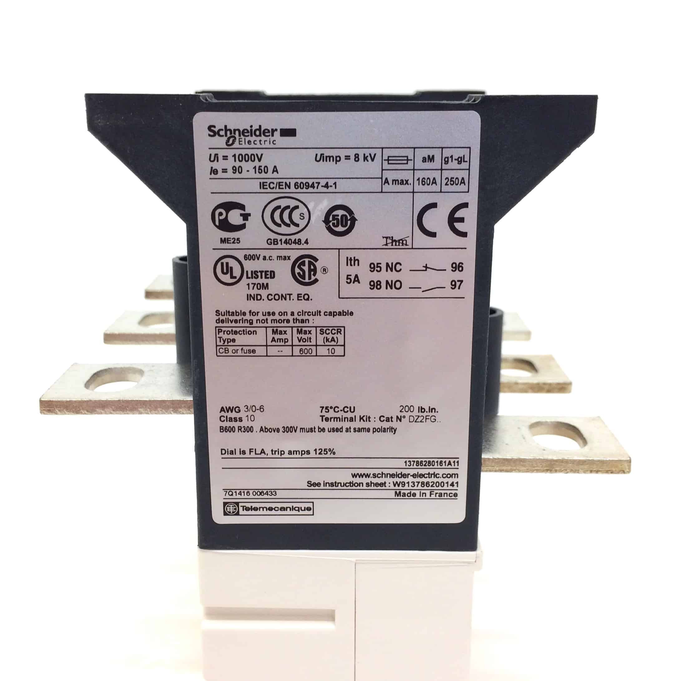 Overload Relay LR9F5369 Schneider 90-150A 056600 - Axxa - Motor Control ...