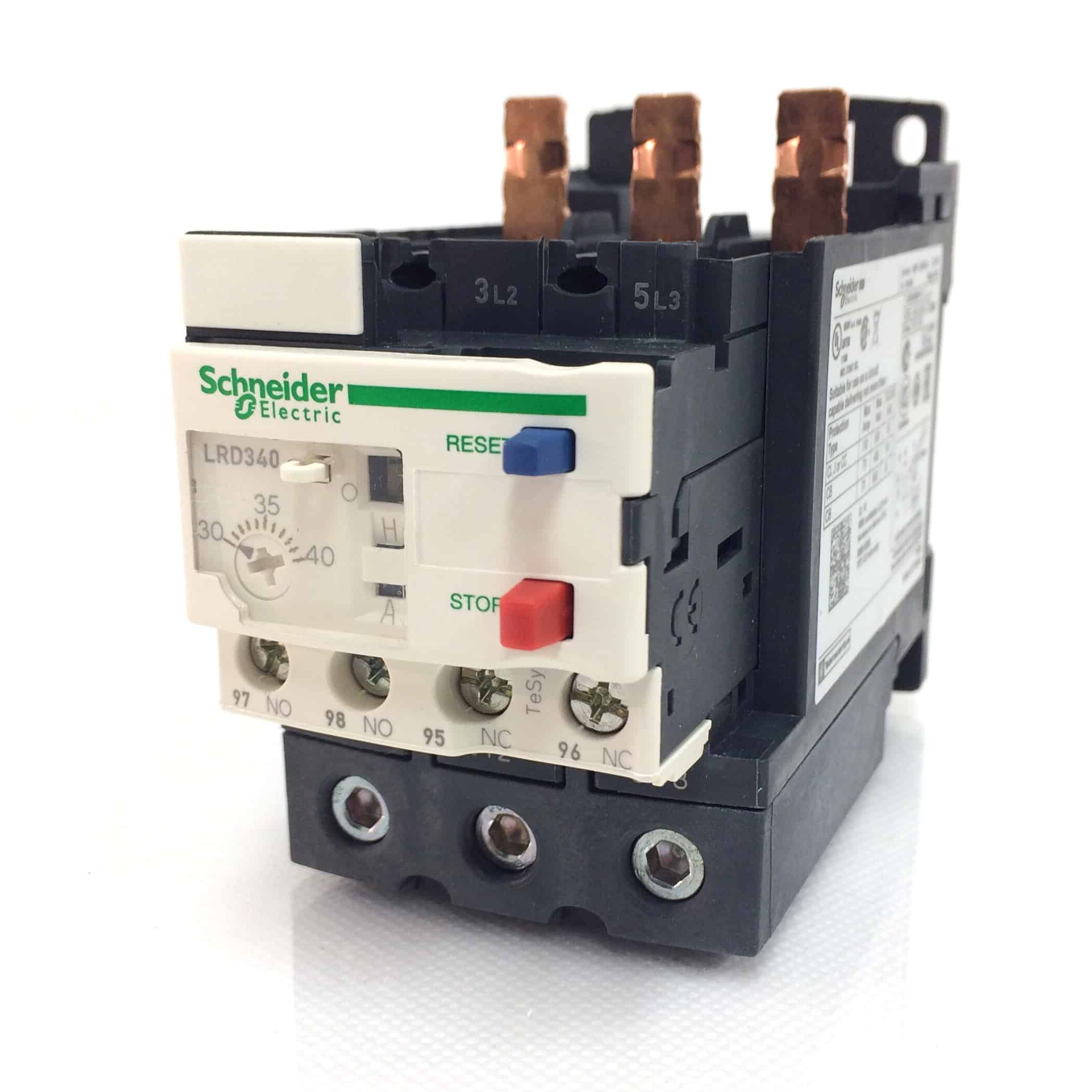 Thermal Overload Relay LRD340 Schneider 3P 1NC + 1NO Aux 30-40A - Axxa ...