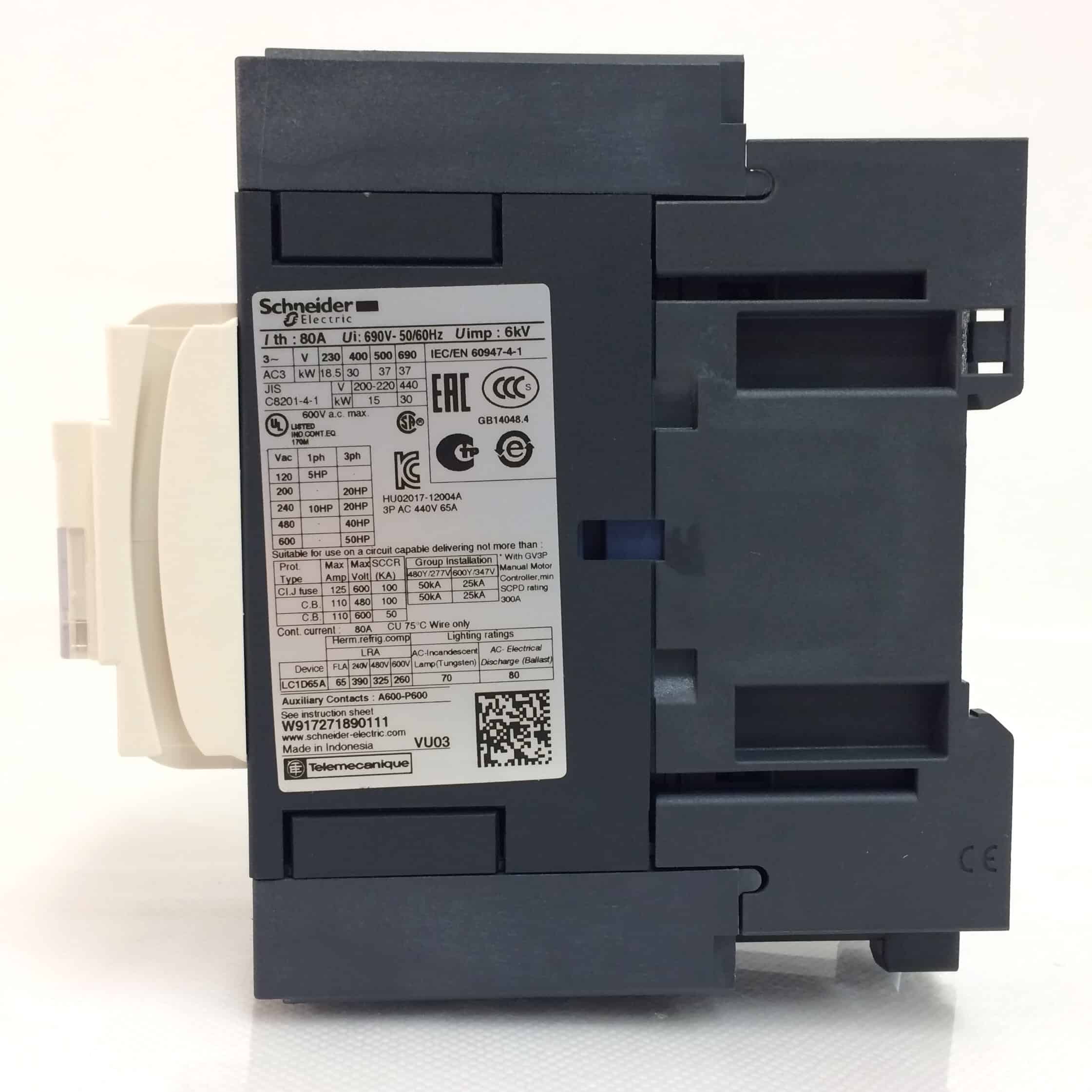 Contactor LC1D65AP7 Schneider 30kW 230VAC LC1D65A-P7 940902 - Axxa ...