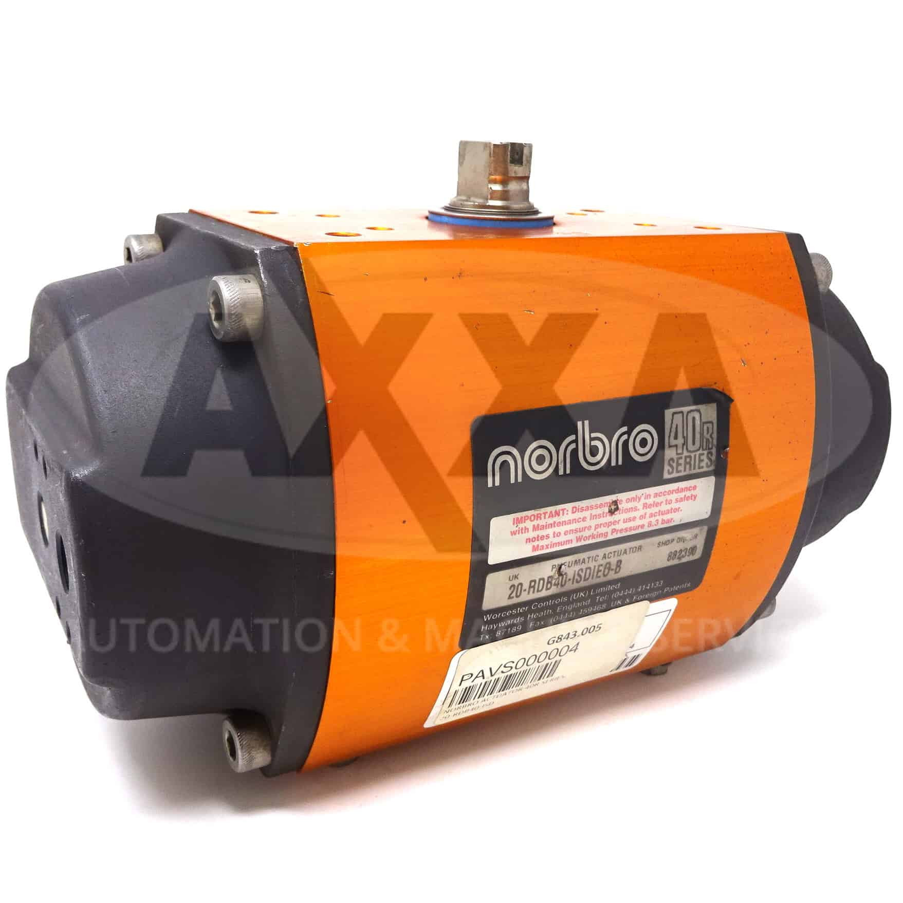 Pneumatic Actuator 20-RDB40-1SD1E0-B Norbro 20-RDB40-ISDIEO-B *Fitted ...