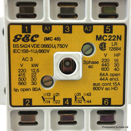 Contactor MC22N-415VAC GEC 22kW 415VAC MC-45 *New* - Axxa - Motor ...