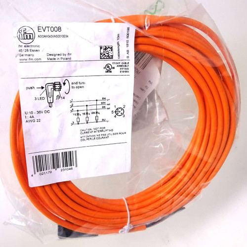Connecting Cable with Socket EVT008 IFM 10-36VDC 4A 10m - Axxa - Motor ...