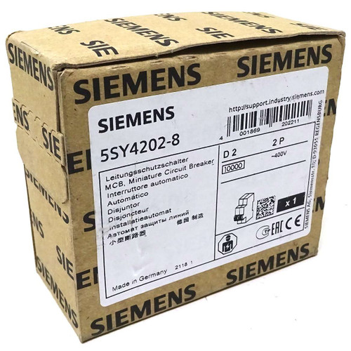 2P Mini Circuit Breaker 5SY4202-8 Siemens 2A D-Curve - Axxa - Motor ...
