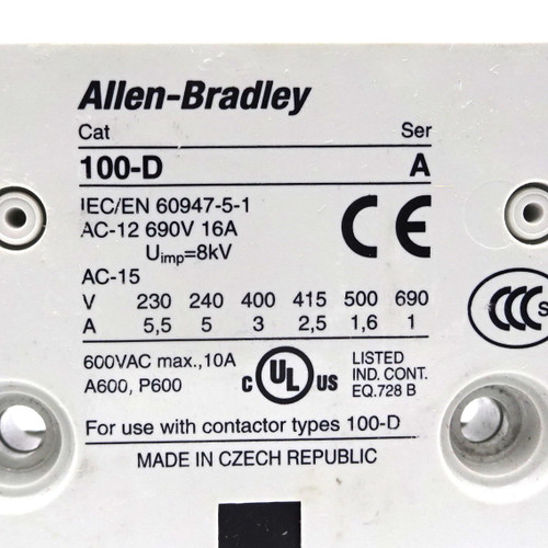 Auxiliary Contact Block 100-DS1-B11 Allen-Bradley - Axxa - Motor ...