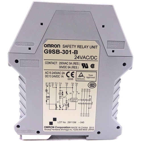 Safety Relay G9SB-301-B Omron 24VDC *Used* - Axxa - Motors & Motor Control