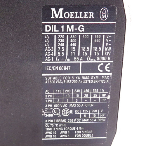 Contactor DIL1M-G-24VDC Moeller 24VDC 15kW *New* - Axxa - Motor Control ...