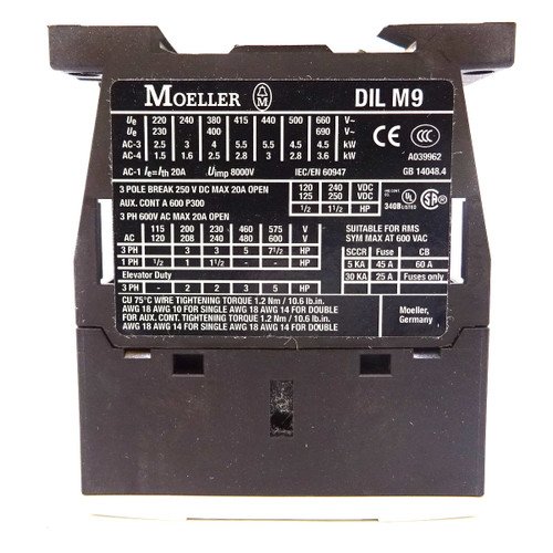 Contactor DILM9-10-24VDC Eaton 24VDC 4kW - Axxa - Motor Control ...