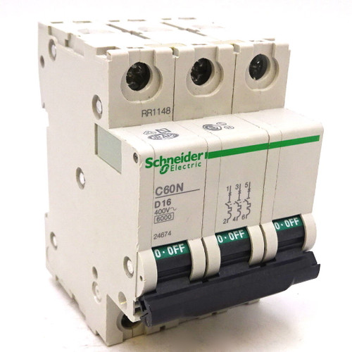 Circuit Breaker C60N-D16 Schneider 3P 16A D curve *Used* - Axxa - Motor ...