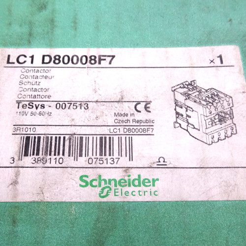 Contactor LC1D80008F7 Schneider 4P (2NO 2NC) 110VAC 125A - Axxa - Motor ...