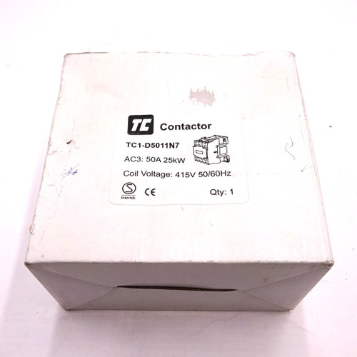 Contactor TC1D5011N7 Intertek AC-3 50A 22kW 415VAC 50/60Hz 3P 1NC+1NO ...