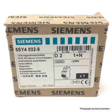 1P+N MCB 5SY4502-8 Siemens 2A D-curve 5SY45-D2 - Axxa - Motor Control ...