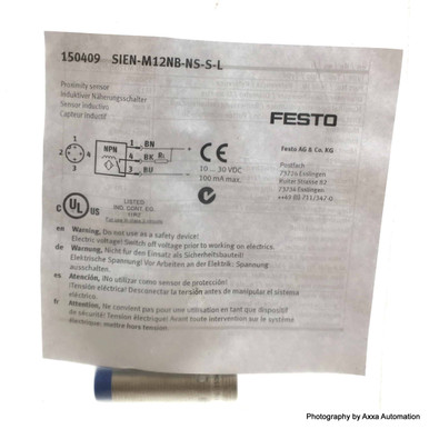 Proximity Sensor 150409 Festo SIEN-M12NB-NS-S-L - Axxa - Motor Control ...