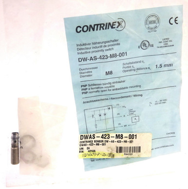 Proximity Switch DW-AS-423-M8-001 Contrinex 10-30VDC 200mA 1.5mm - Axxa - Motor Control & Automation