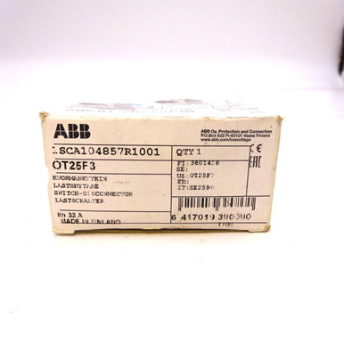 Isolator Switch OT25F3 ABB 3P 25A Non Fused 1SCA104857R1001 - Axxa - Motor Control & Automation
