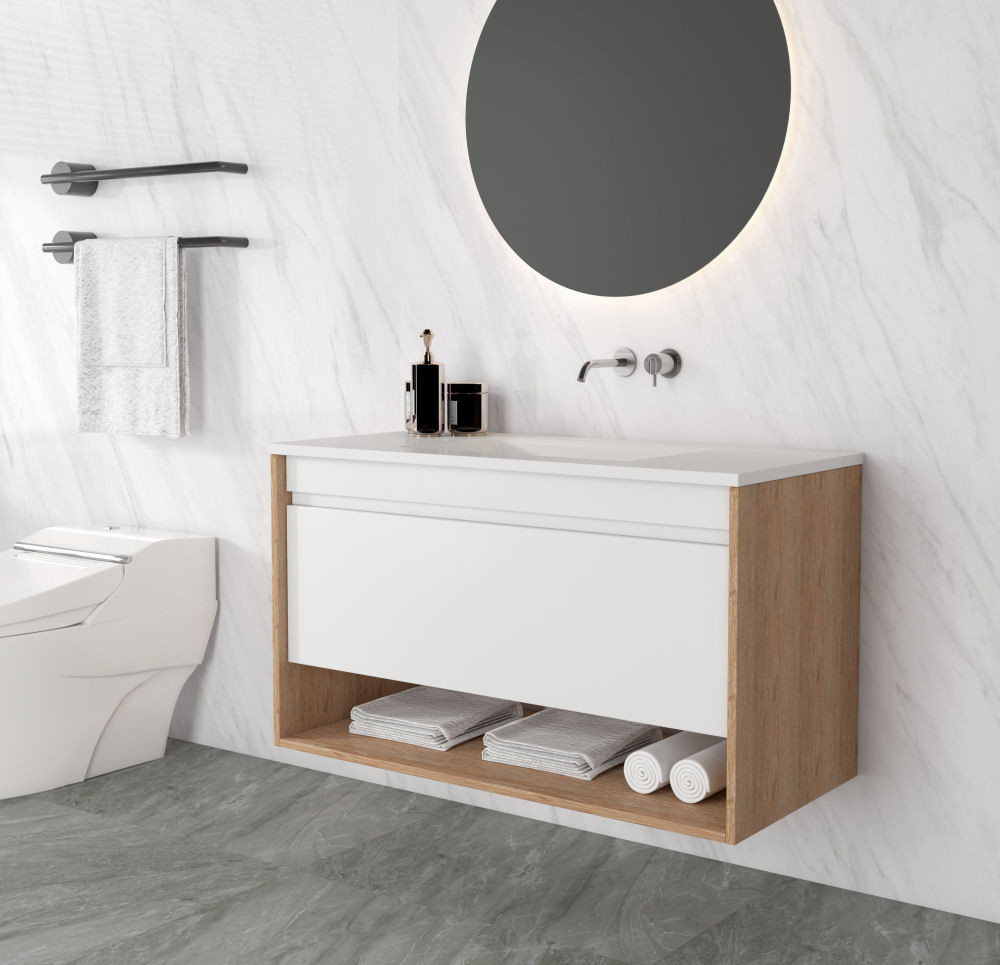 Panda 900 mm Wall Mount Vanity - Optional Ceramic Integrated Basin ...
