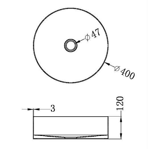 Round 400mm Stainless Steel Graphite