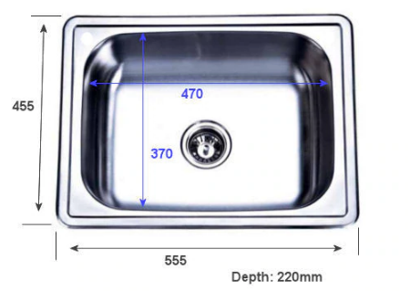 Project Inset Laundry Stainless Steel 35L Sink Bowl - Renovation D