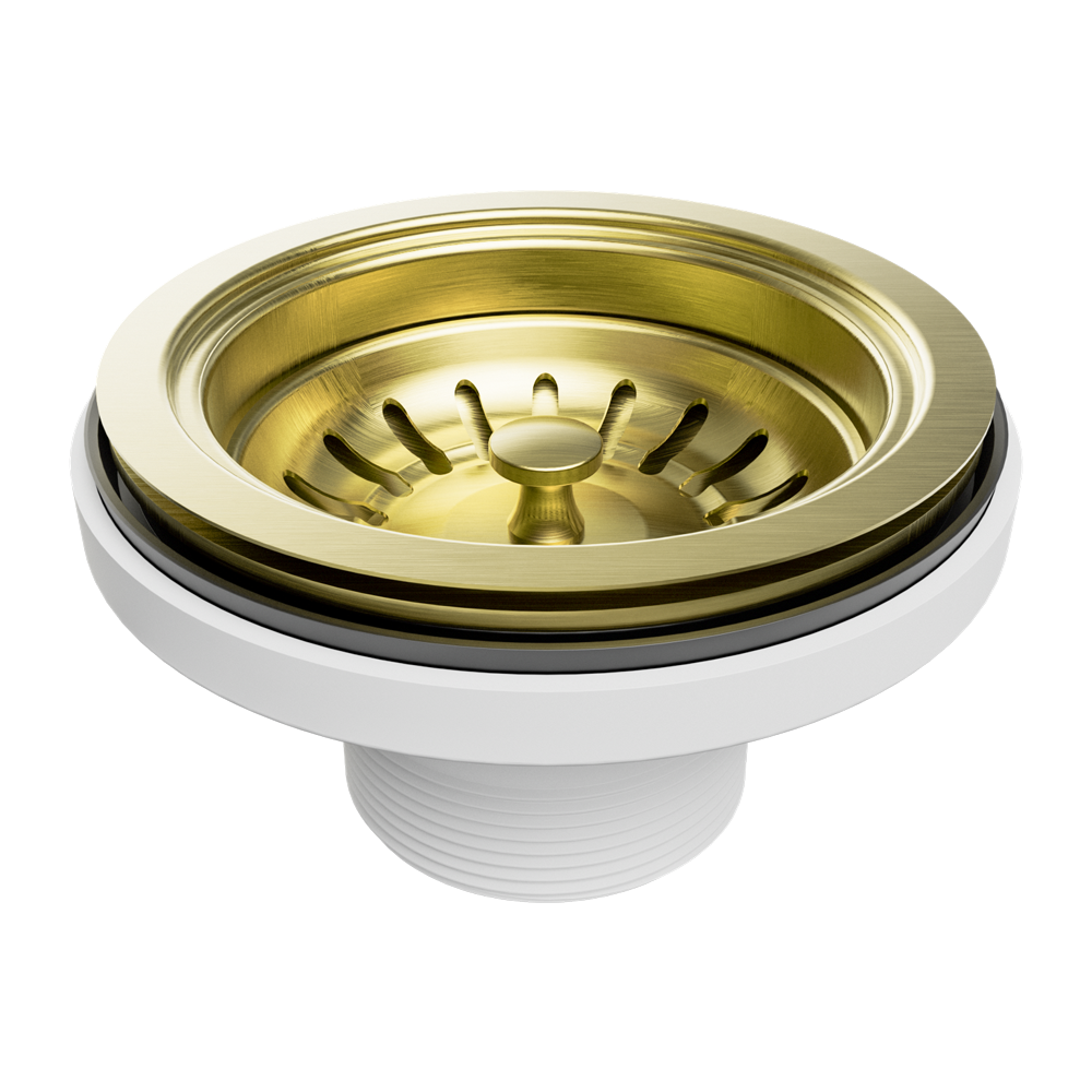 Stainless Steel Kitchen Sink Basket Waste Plug - BRUSHED GOLD