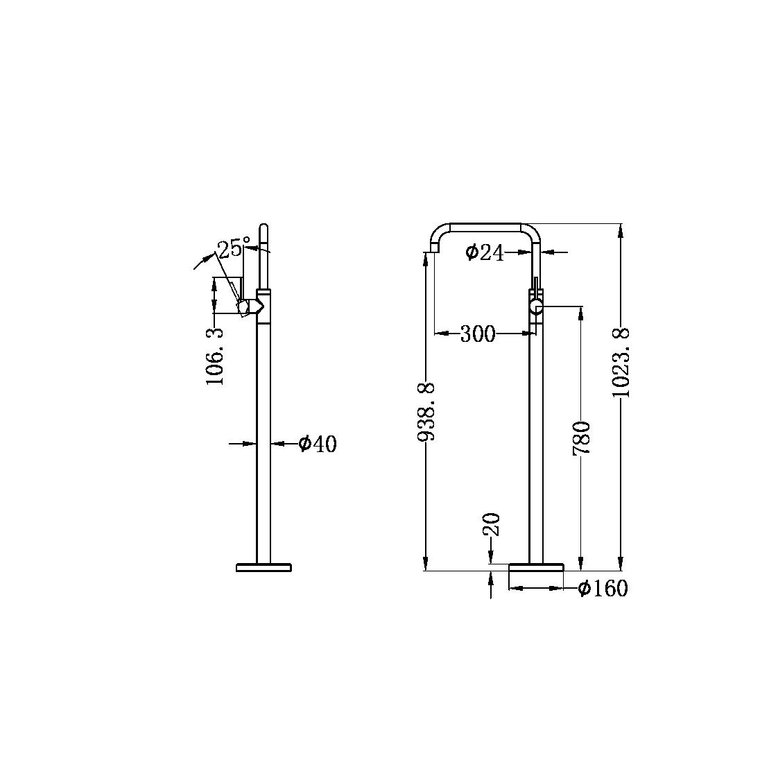 Mecca Freestanding Bath Mixer Square Shape