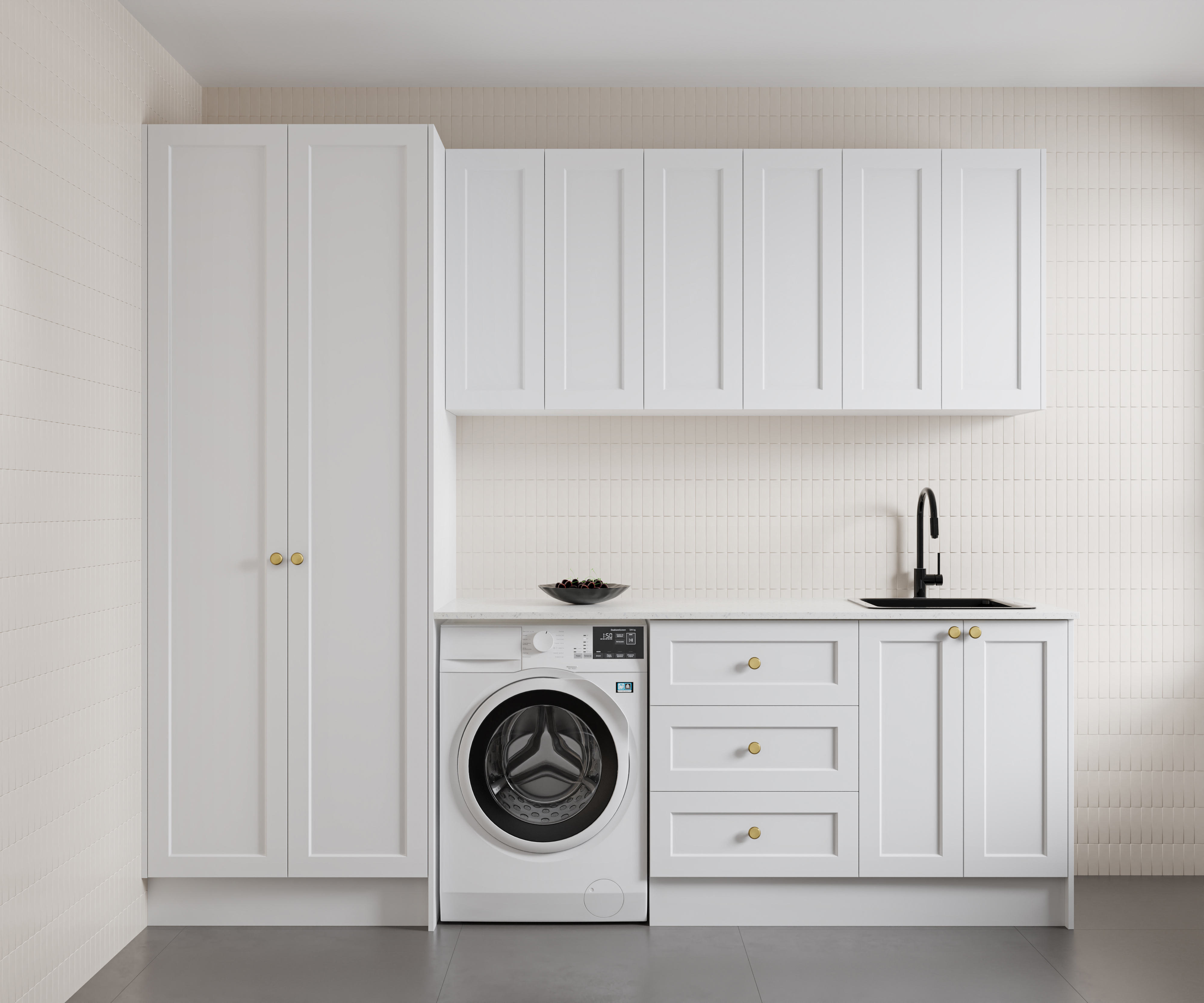 Laundry Cabinet - Shaker Style 2700mm with Pantry Wall Cabinet ...