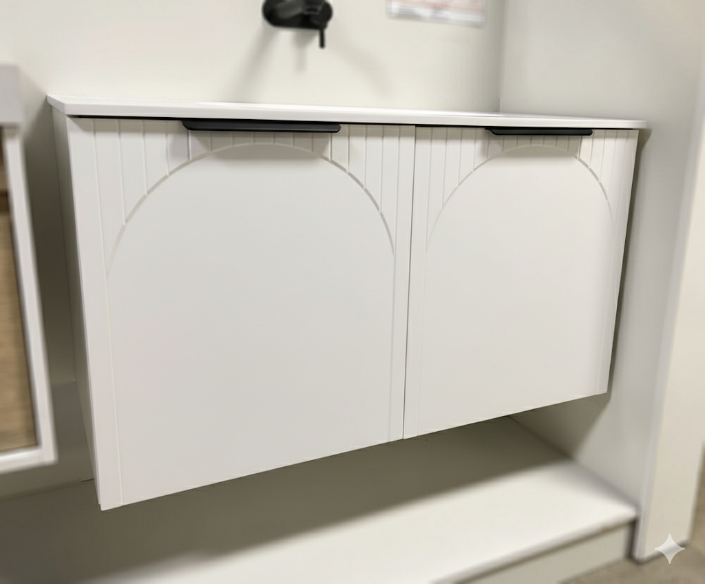 ARCPOLY Satin White Arch Wall Hung Vanity 900 mm - Renovation D