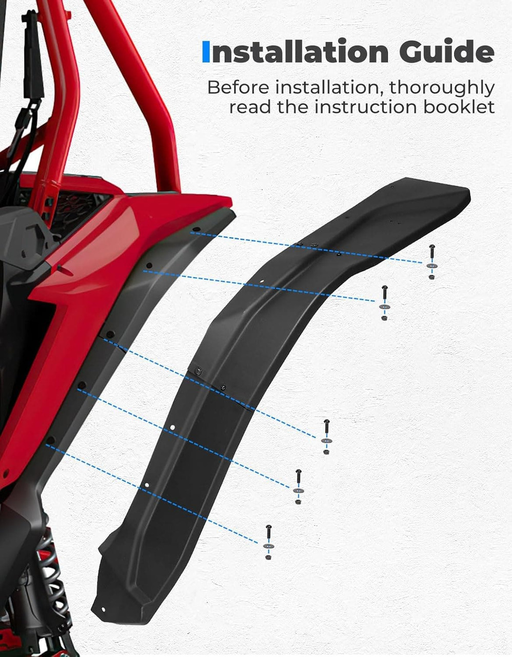 Honda Talon Wider Fender Flares Extensions by Kemimoto B0103-03602-BK