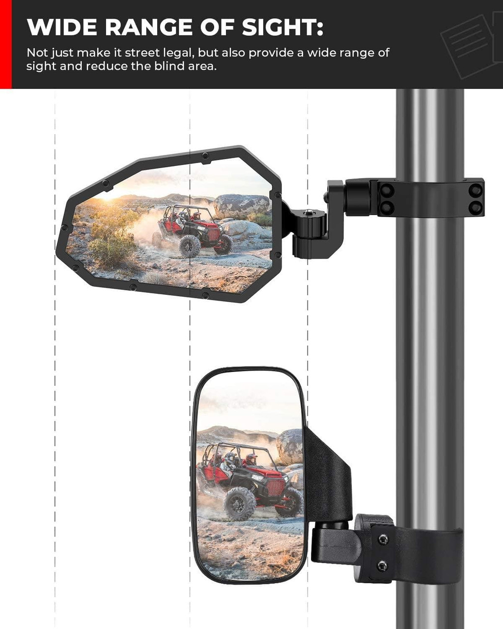 Honda Pioneer / Talon Rear View Mirror & Adjustable Side Mirror by ...