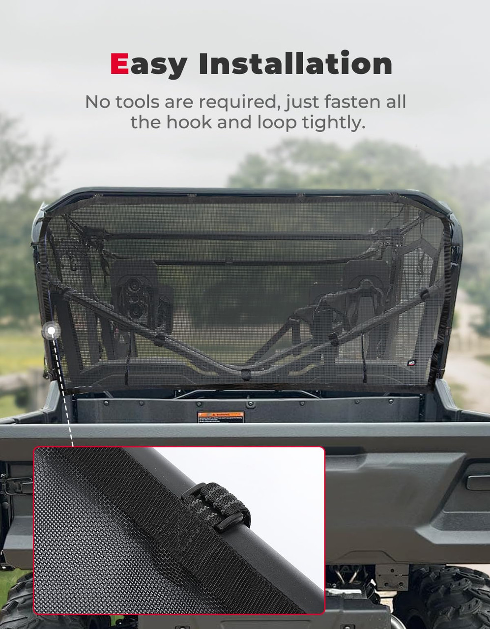 Honda Pioneer 1000-6 Soft Rear Window Net by Kemimoto B0110-13301BK