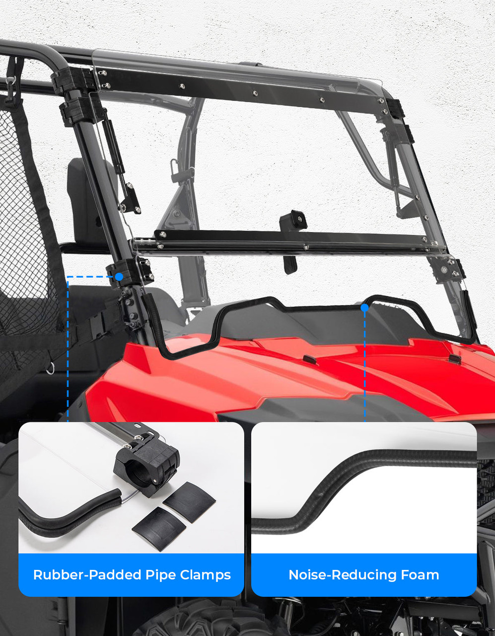 Honda Pioneer 700 (2014-2025) UTV Flip Up Windshield by Kemimoto ...