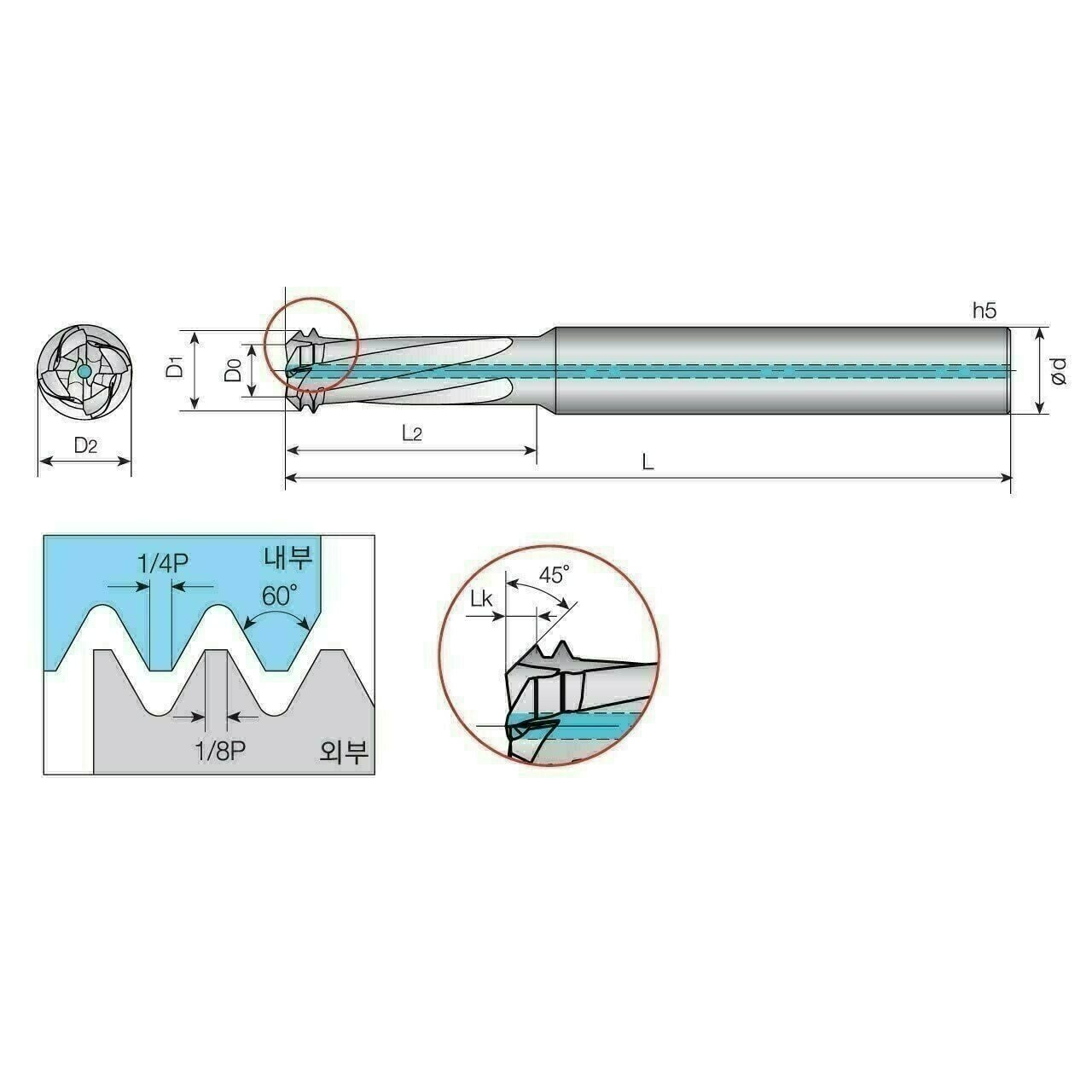 M6 - M9 x2 Multi-functional Thread Mill with Coolant for Stainless ...