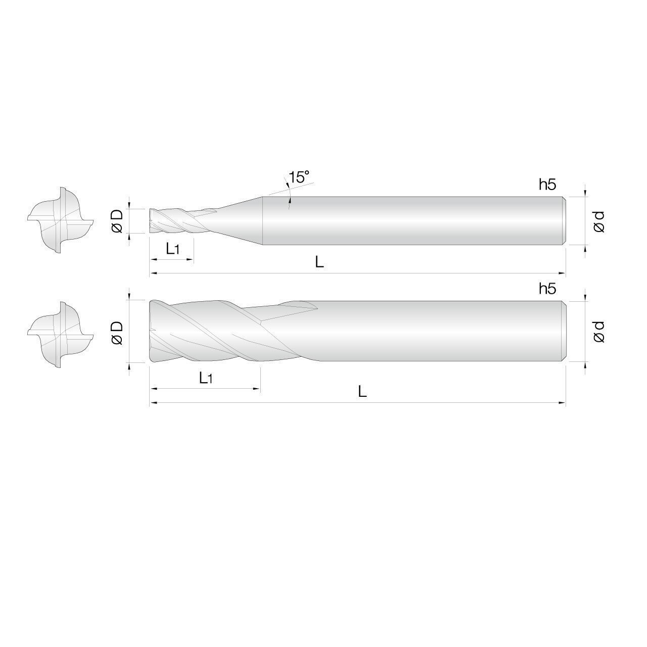 16mm 4 Flute Long Series End Mills for Steel