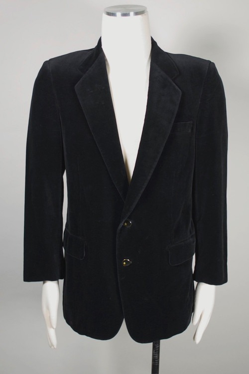 Black velvet mens suit jacket 70s disco dandy M 40