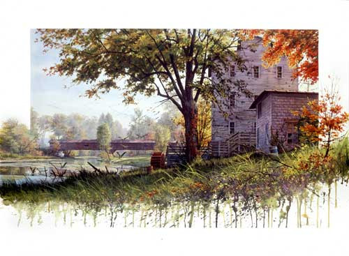 Yates Mill painting by Luke Buck