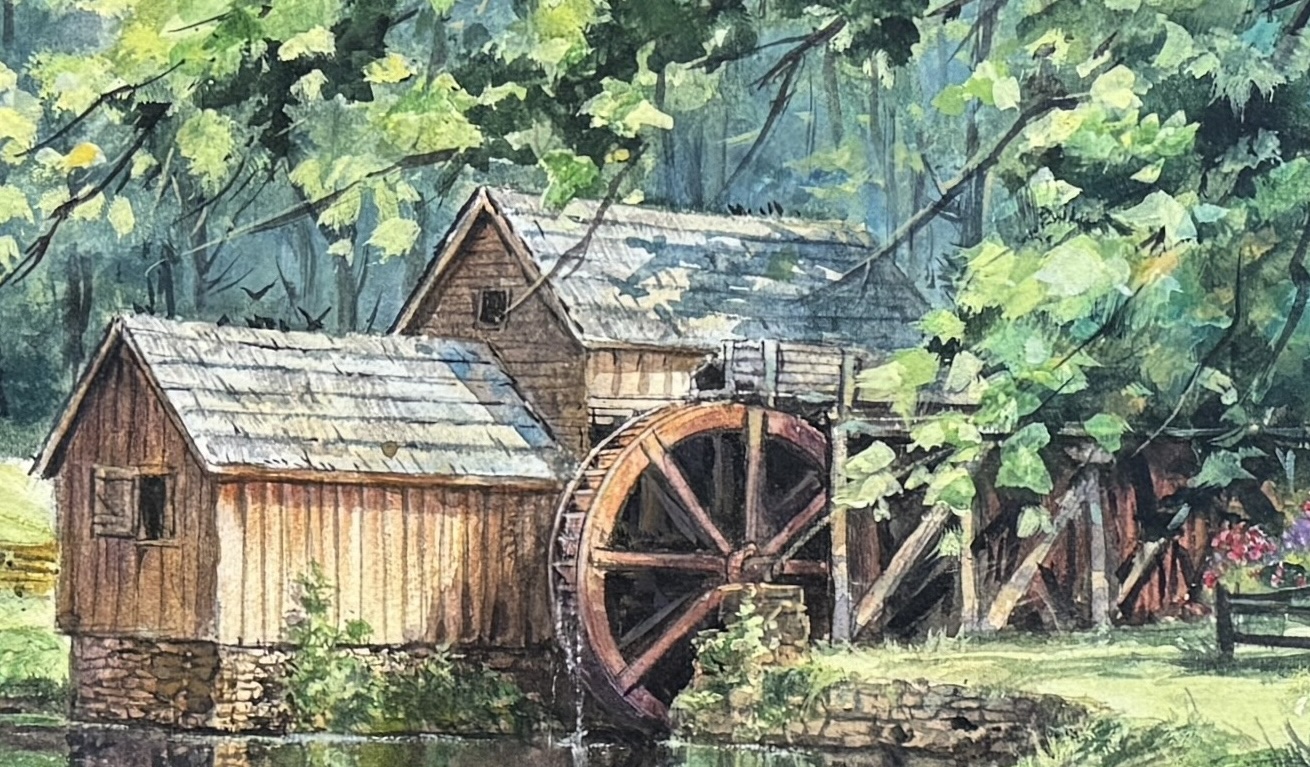 The Slow Grinder (Mabry Mill) by Luke Buck - original painting - Ashley ...