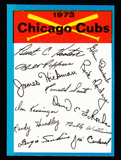 1973 Topps Chicago Cubs Blue Border Unmarked Checklist 1 Star On Back EX